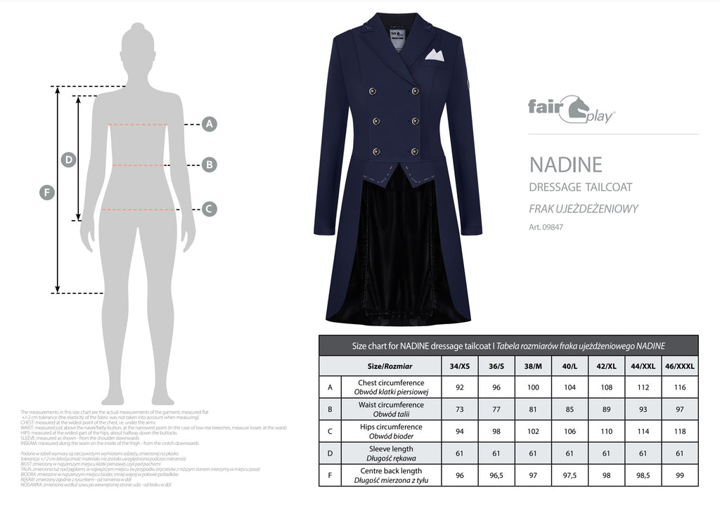 Fair Play Ladies Dressage Tailcoat NADINE, Navy – Dapper Horse