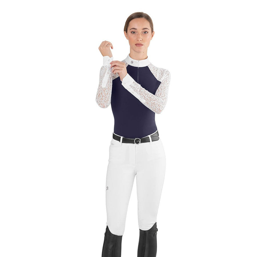 EGO7 Florentine ML Lace Long Sleeve Competition Shirt, Navy/White – Dapper Horse