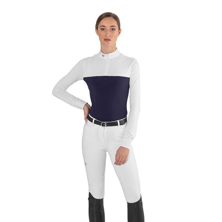 EGO7 Mesh ML Long Sleeve Competition Shirt, Navy/White – Dapper Horse