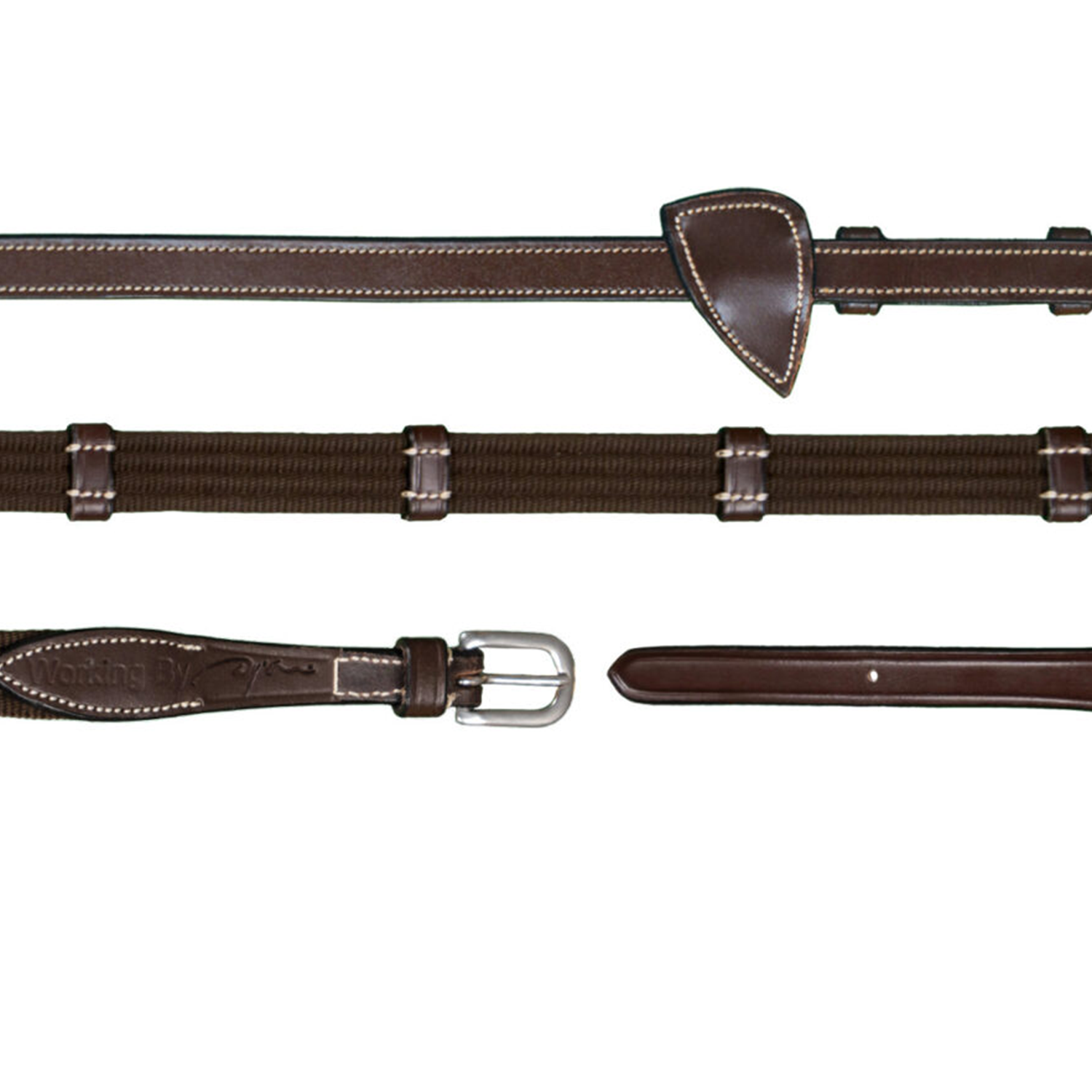 Dy'on 5/8" Web Reins With 9 Leather Loops, Brown, Working By Dyon ...